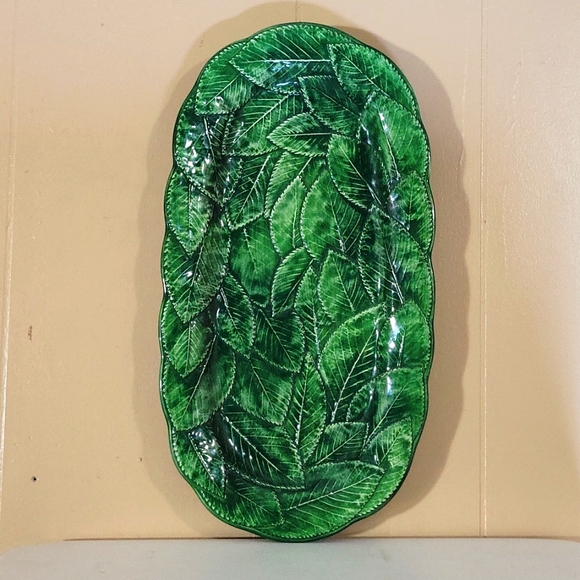 Vintage | Dining | Italian Vintage Mojolika Green Leafy Platter | Poshmark